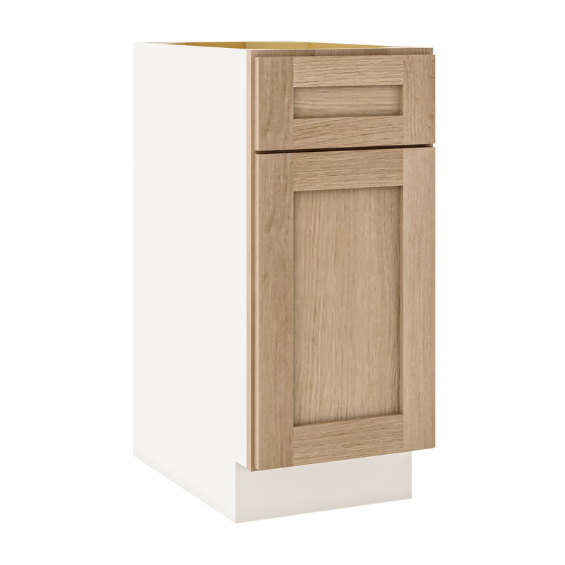 Natural Color White Oak Shaker 1-1/4" Overlay Base Cabinet - One Drawer ...