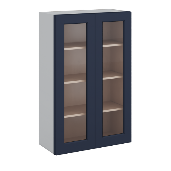 42" Tall 29NB Naval Blue Shaker 1-1/4" Overlay Glass Ready Wall Cabine ...