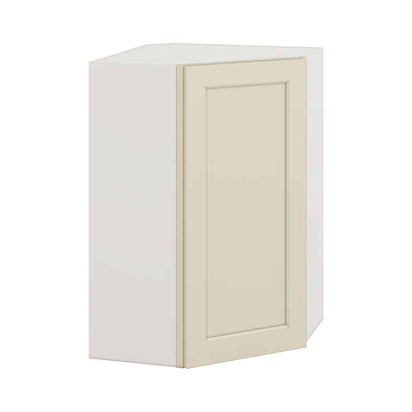 Diagonal Corner Vanilla Cream Shaker 1-1/4" Overlay Wall Glass Cabinet ...