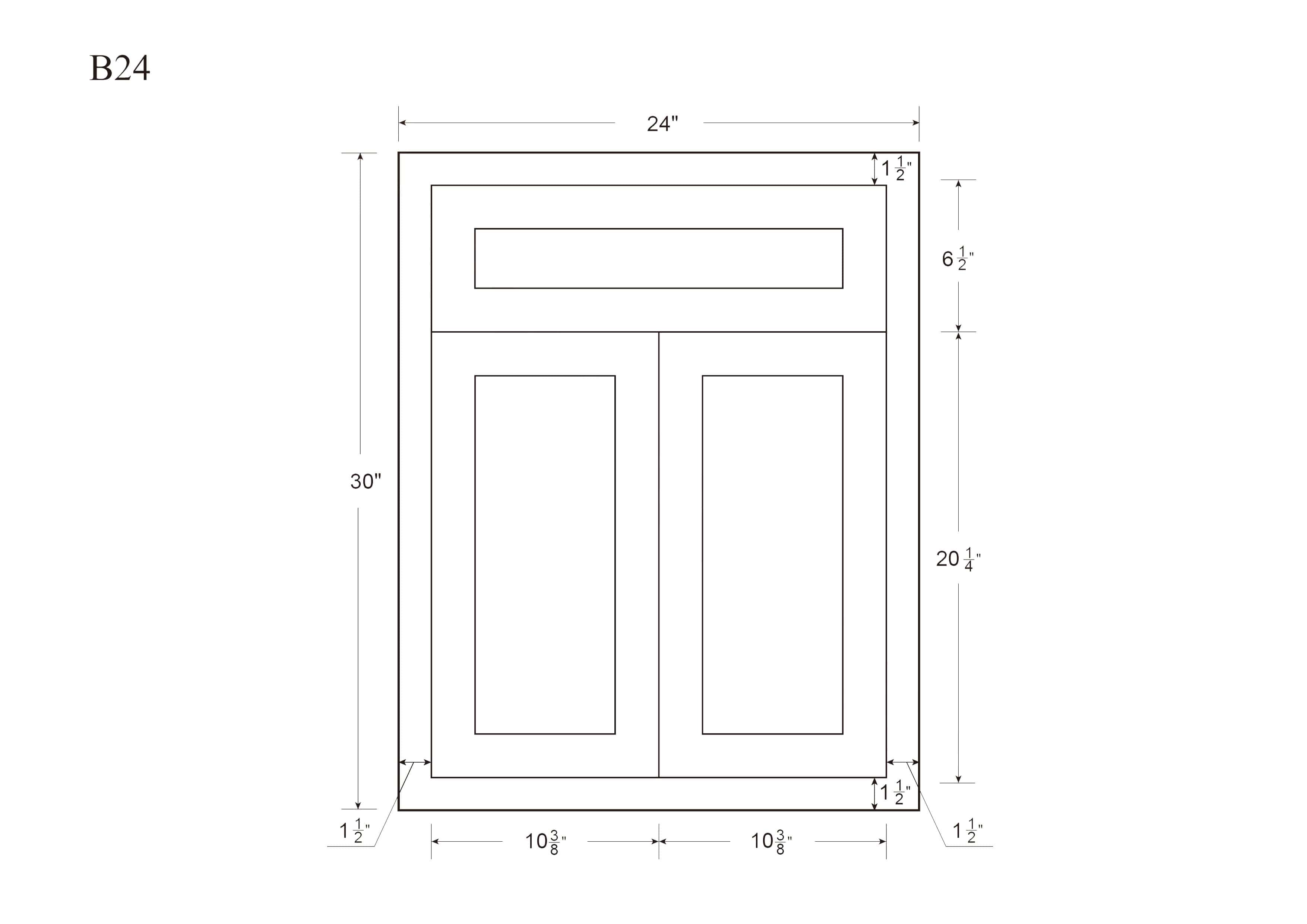 Base Cabinet - Double Door 24"-27" Wide Custom Inset - RTA Wholesalers