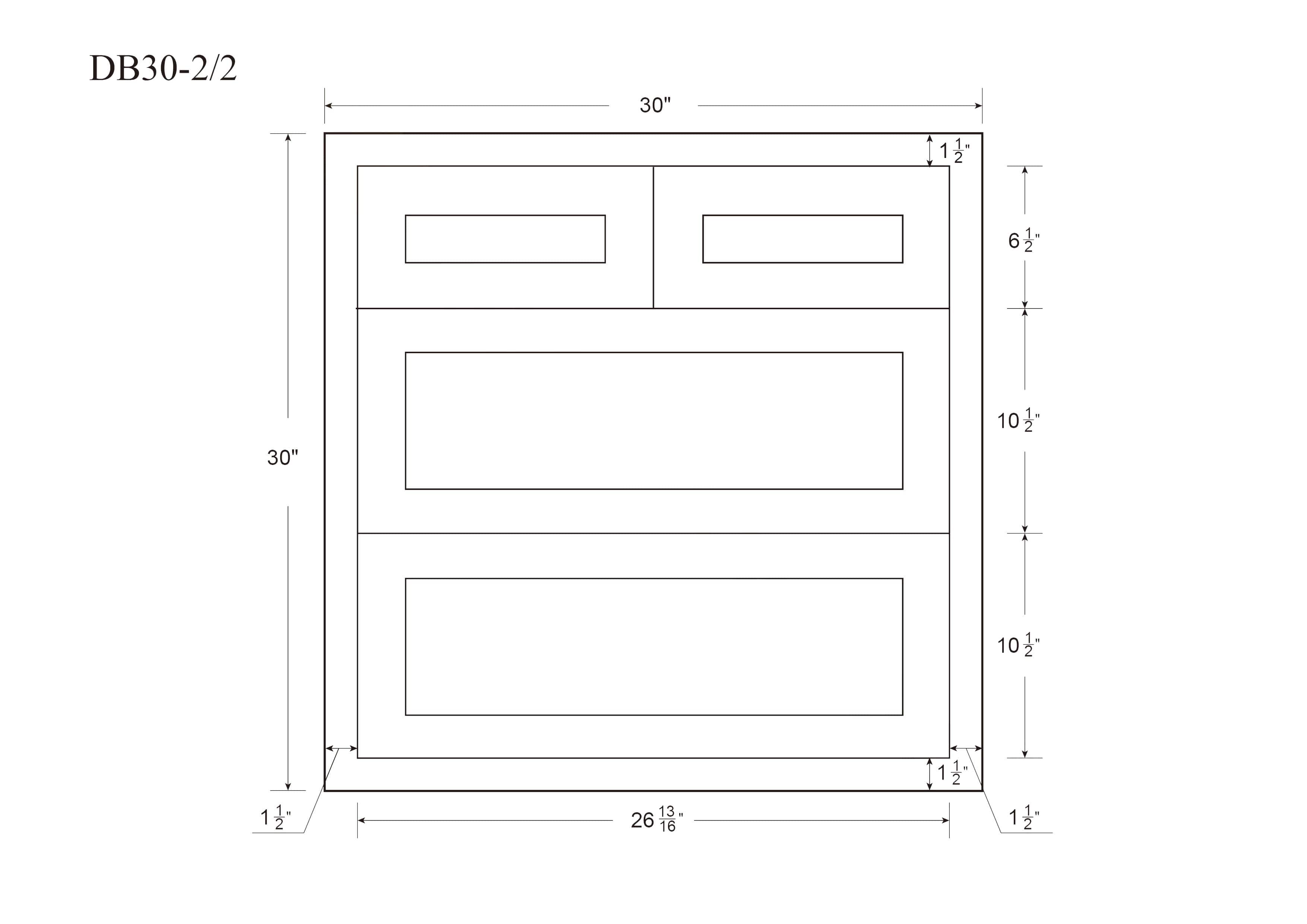 4 Drawer Base Cabinet - 30"- 33" - 36" Custom Inset - RTA Wholesalers