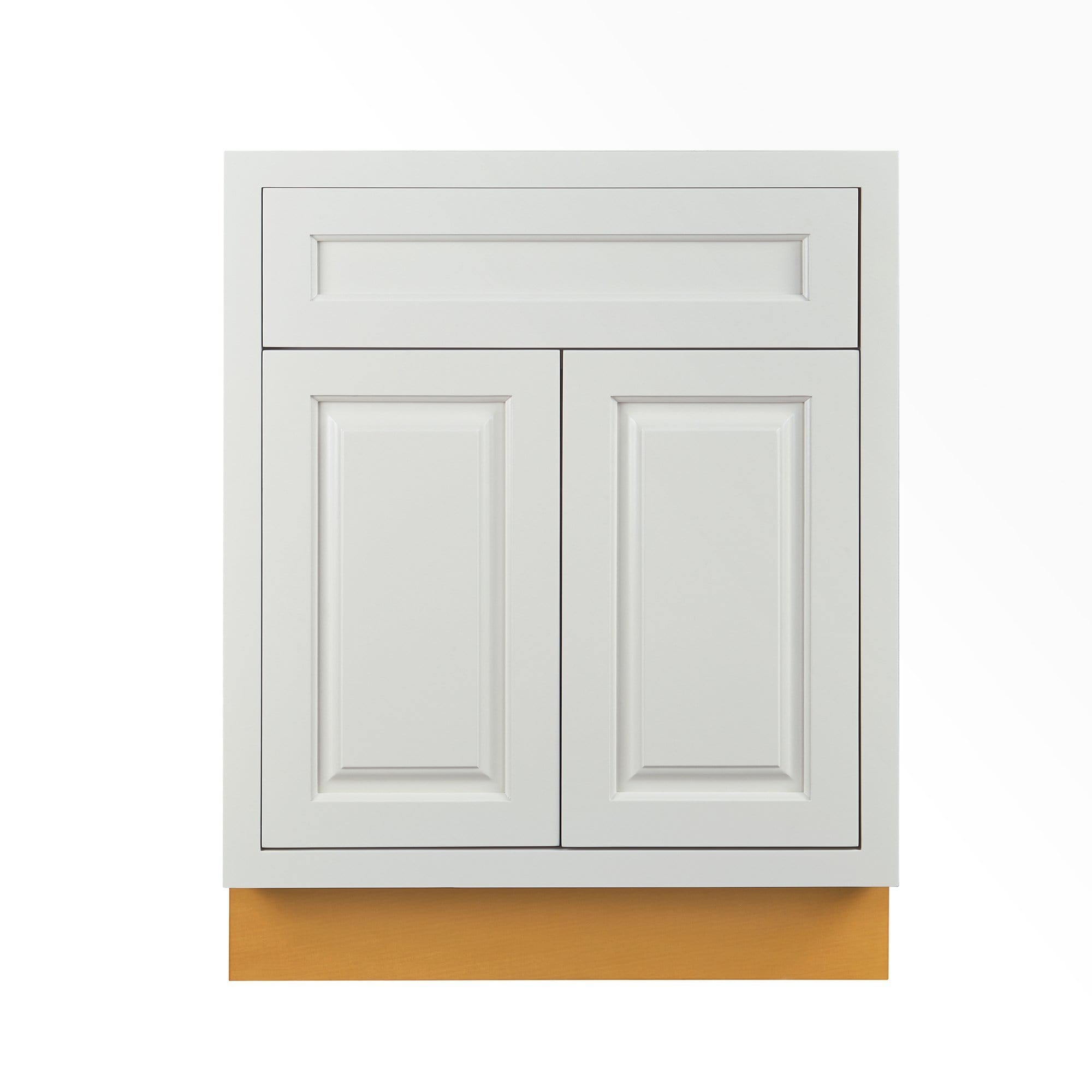 Vintage White Inset Raised Panel Base Cabinet - Double Door 24"-27" Wi ...