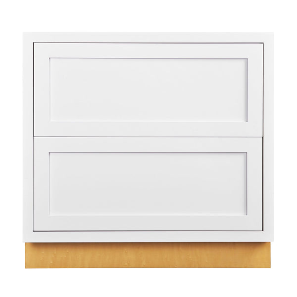 Snow White Shaker Inset Drawer Base Cabinet - Two Drawers - 36" $832.85 ...