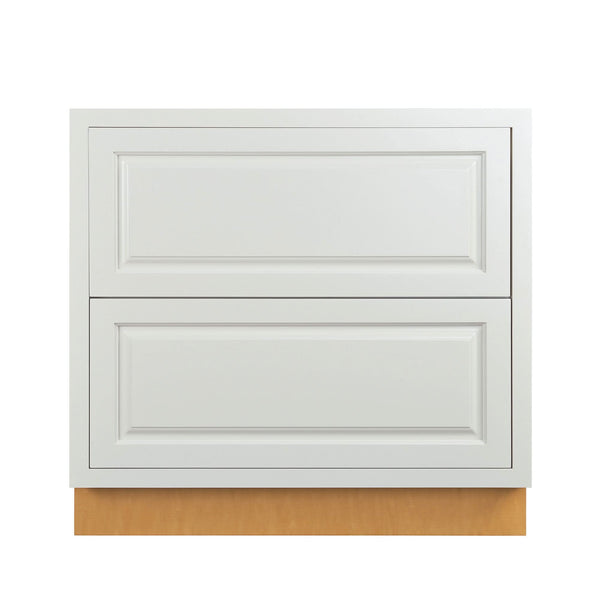 Vintage White Raised Panel Inset Drawer Base Cabinet - Two Drawers - 3 ...