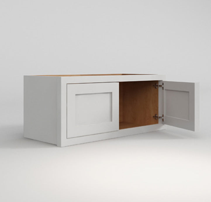 Snow White Inset Shaker 30" Bridge Wall Cabinet 12–24" - RTA Wholesalers