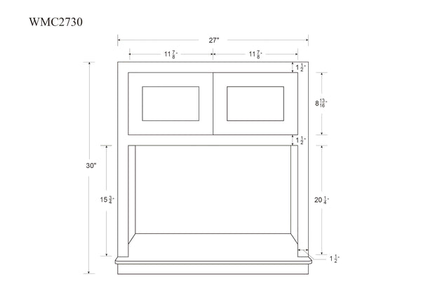 Microwave Cabinet Snow White Inset Shaker Wall Cabinet 27" Wide 30 ...